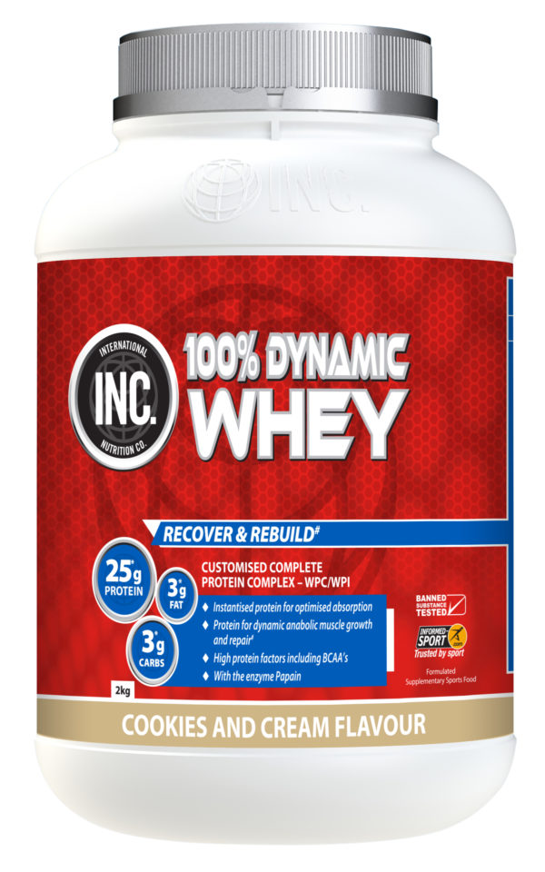 100% DYNAMIC WHEY COOKIES & CREAM – INC SPORTS NUTRITION
