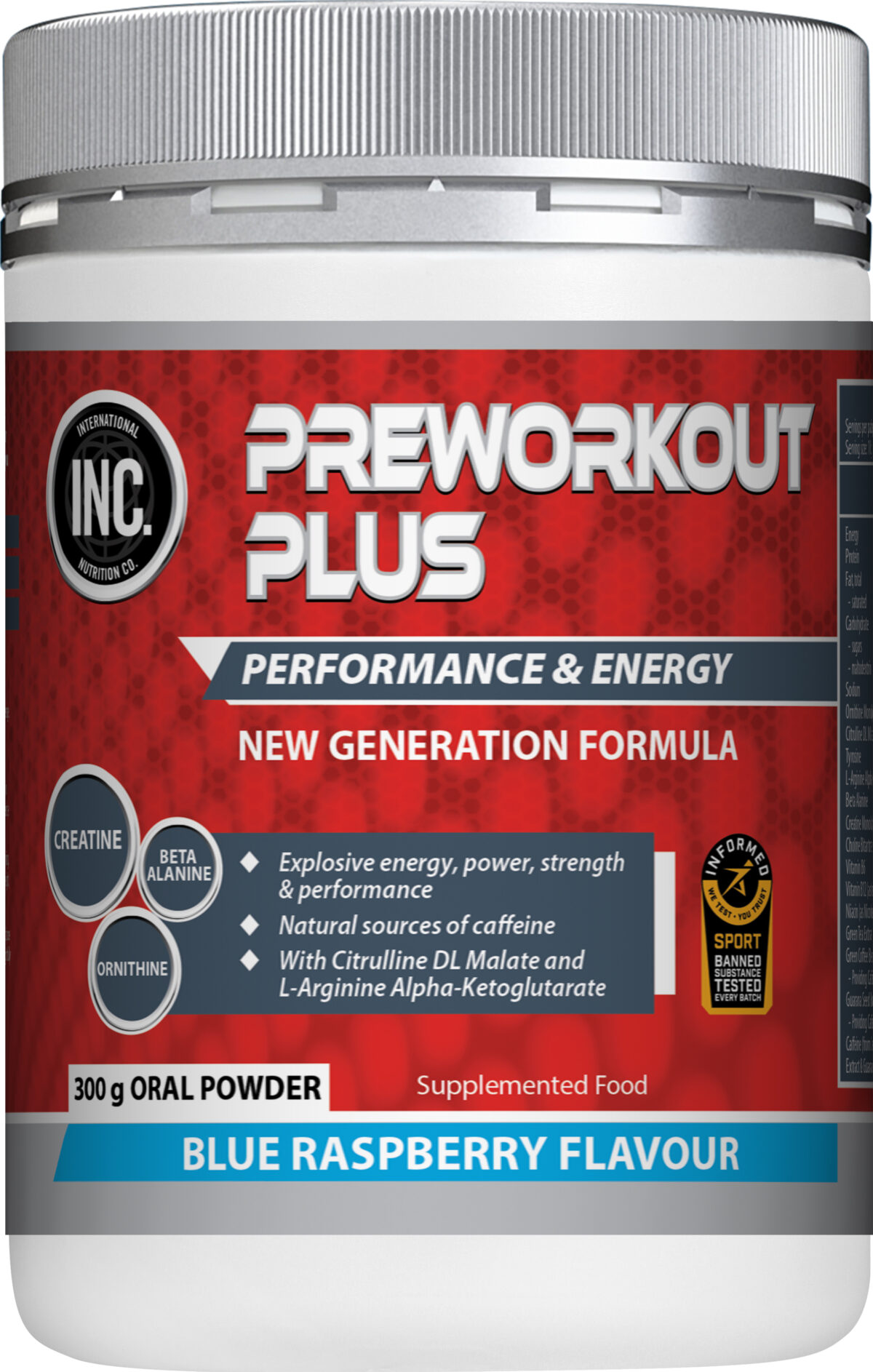 Preworkout Plus Blue Raspberry – INC SPORTS NUTRITION